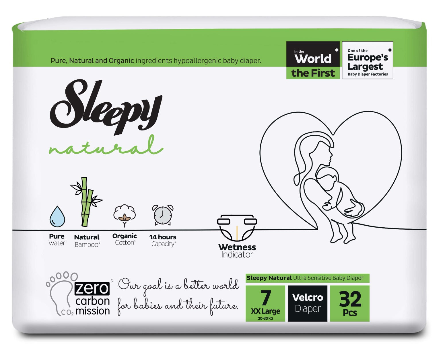 Sleepy Natural Velcro Diapers Size 7 32pcs 20-30kgs – Yallatoys