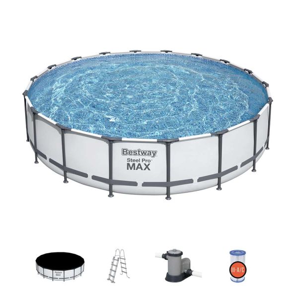 Buy Bestway Round Above Ground Frame Pool 5.49m x 1.22m (Free ...