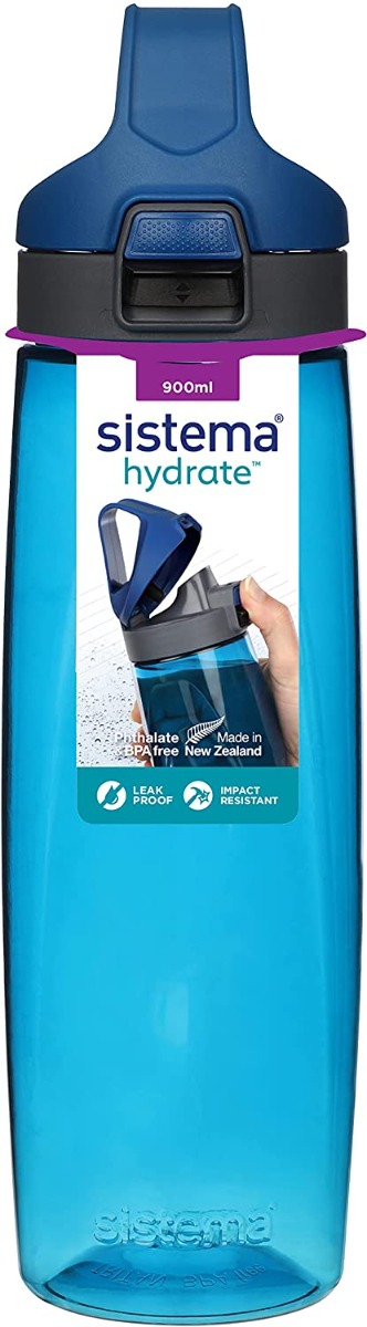 Buy Sistema 900ml Tritan Adventum Water Bottle Plastic Ocean Blue ...