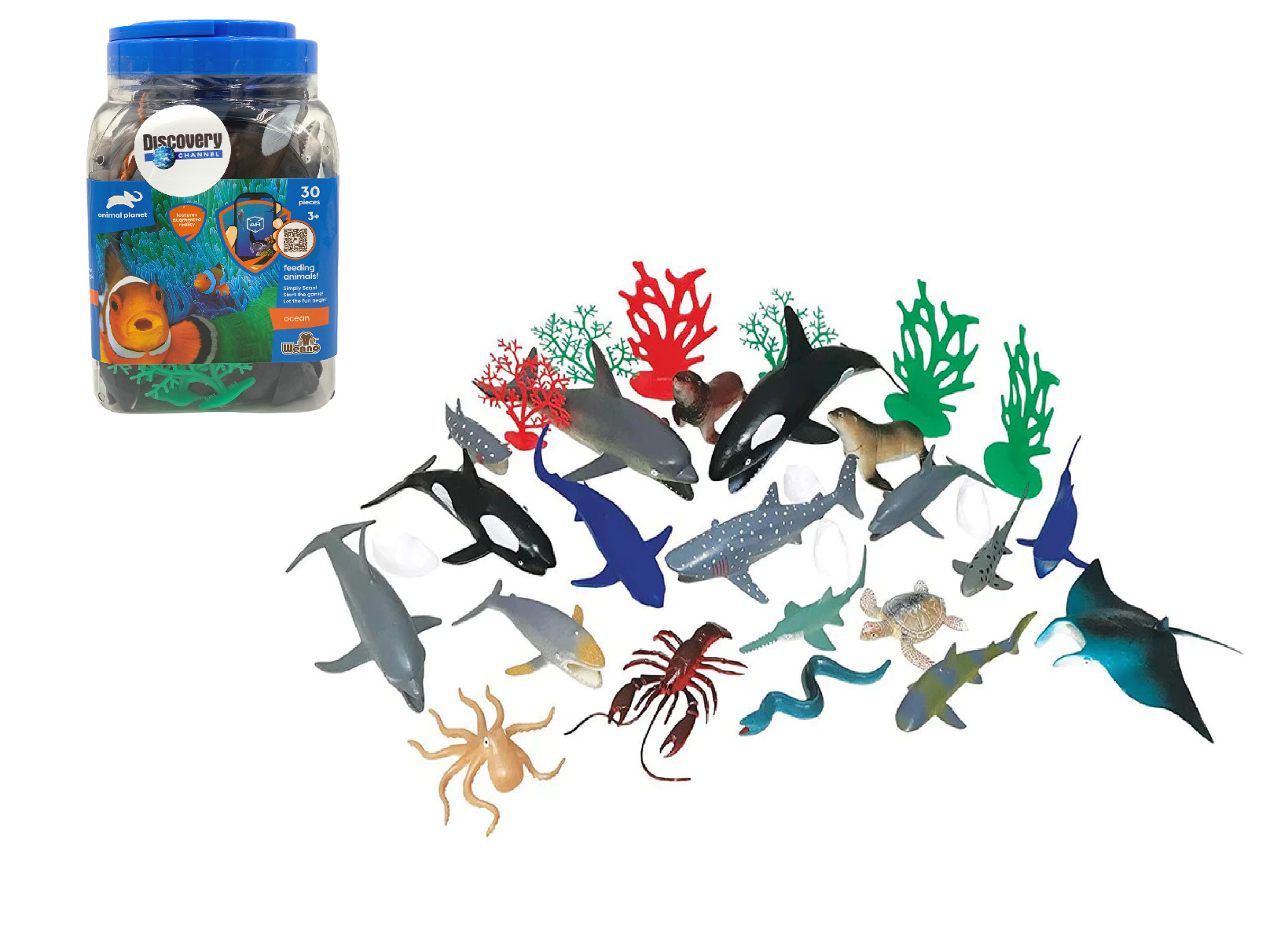 Buy Wenno Animal Planet Ocean animal playset 30pcs Online | Yallatoys Qatar