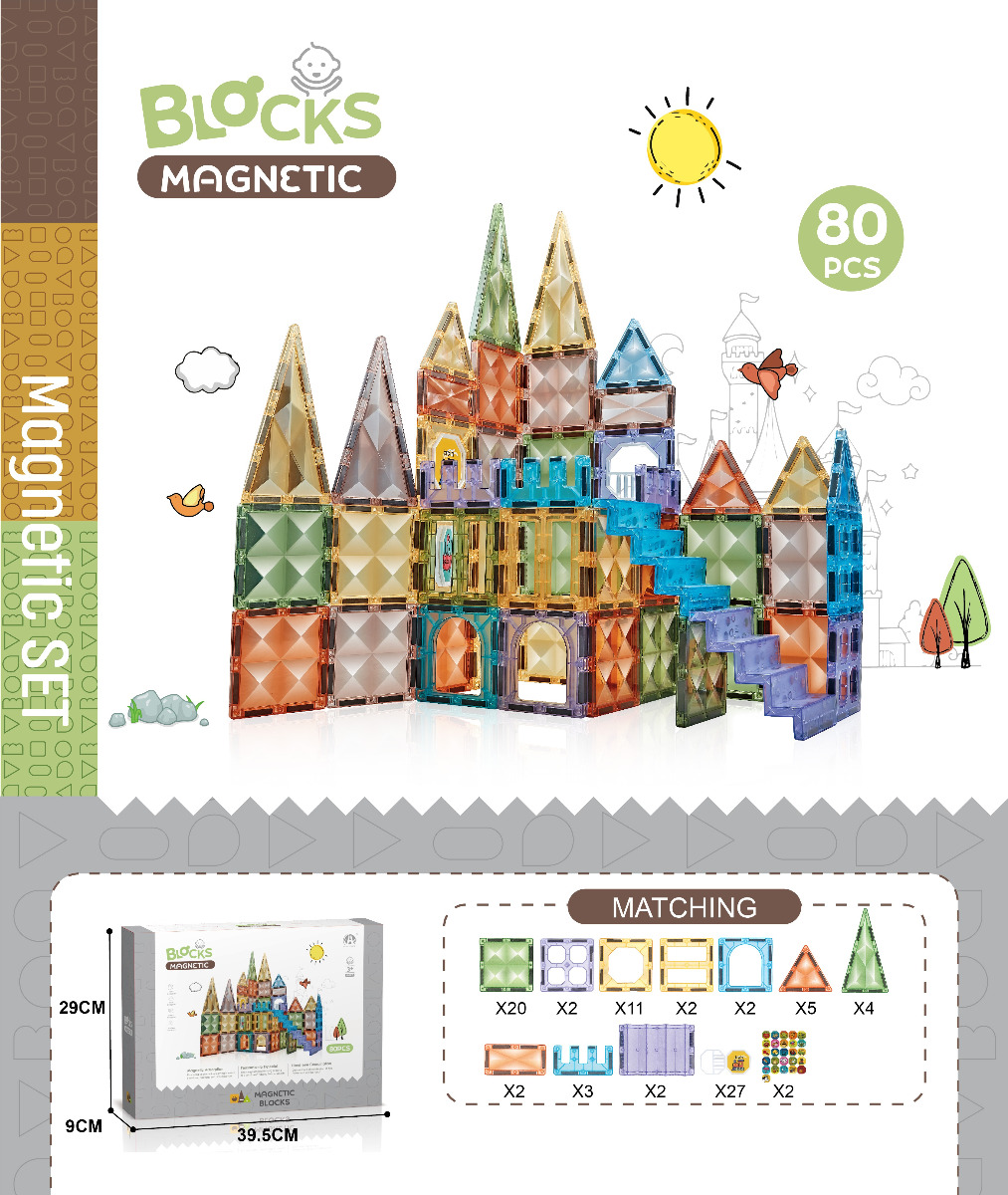 Buy Magnetic Diamond building blocks 80pcs Online | Yallatoys Qatar